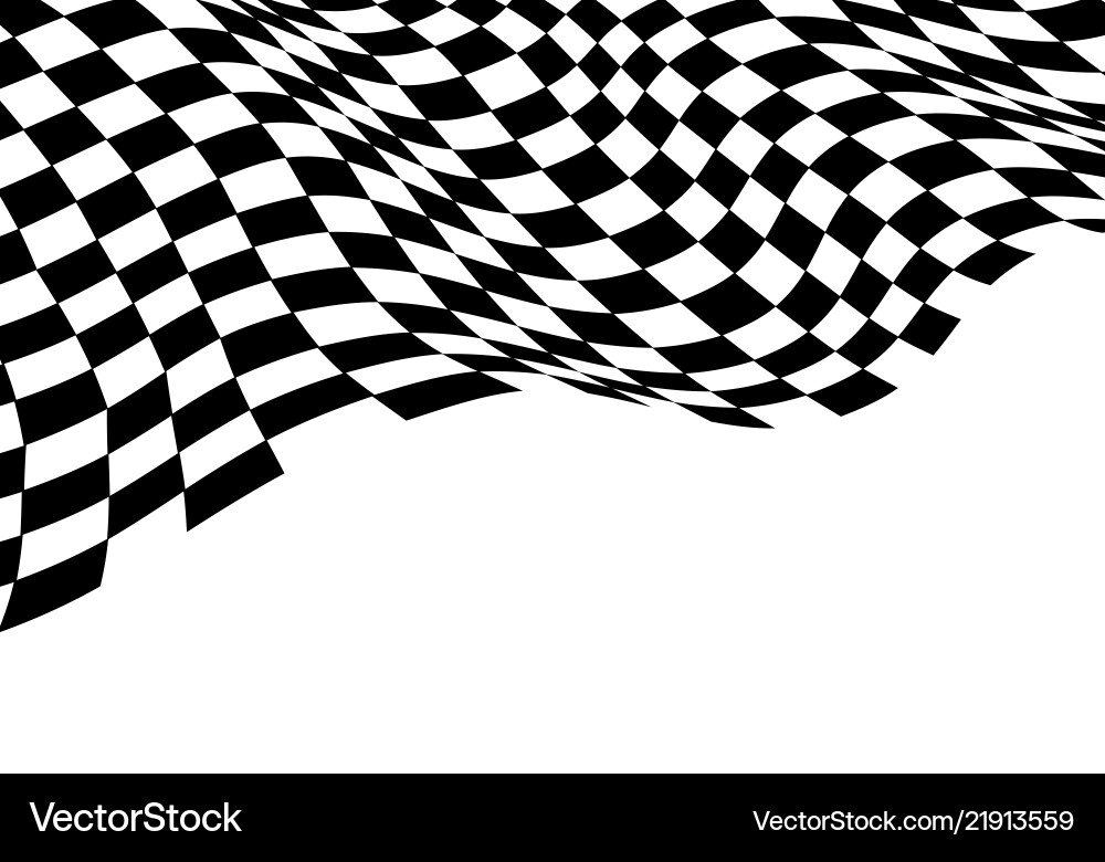 Checkered flag wave monochrome black white Vector Image
