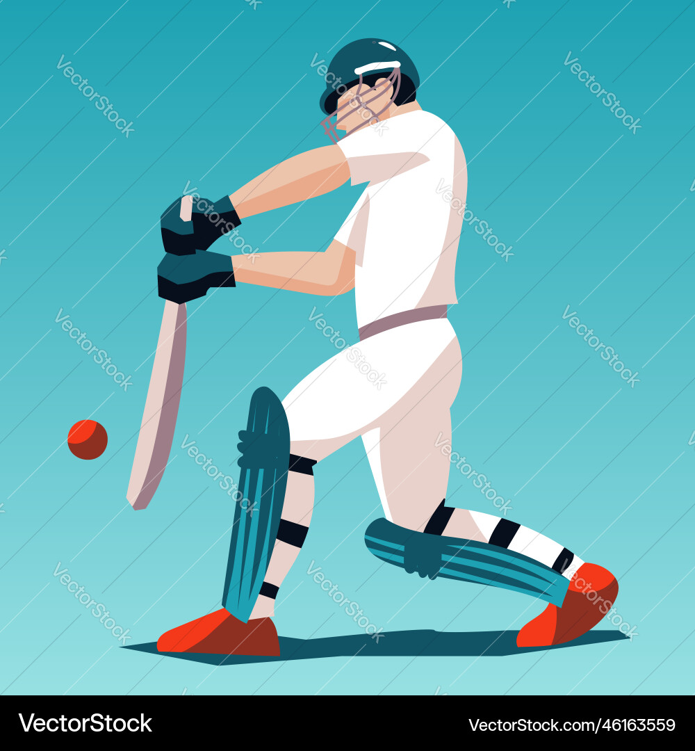 Cricket batsman in action Royalty Free Vector Image