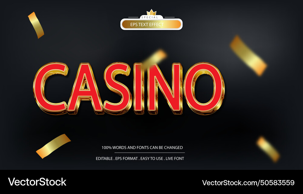 Editable casino slot text effect and gambling Vector Image
