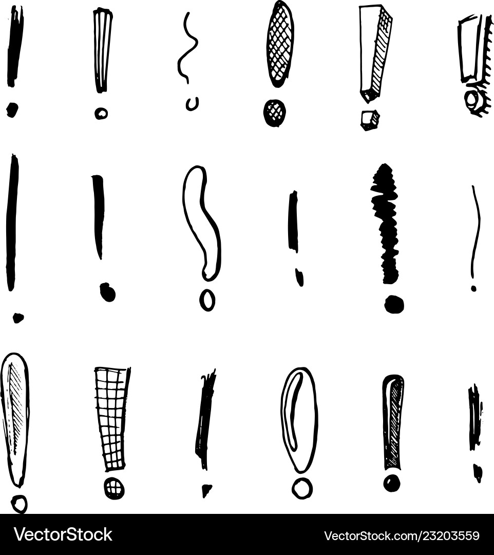 Exclamation mark seamless pattern doodle style Vector Image