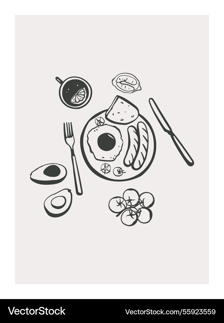 Hand drawn breakfast meal Royalty Free Vector Image