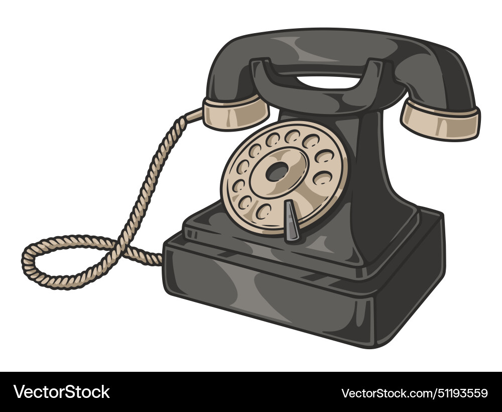 Retro wired telephone colorful sticker Royalty Free Vector