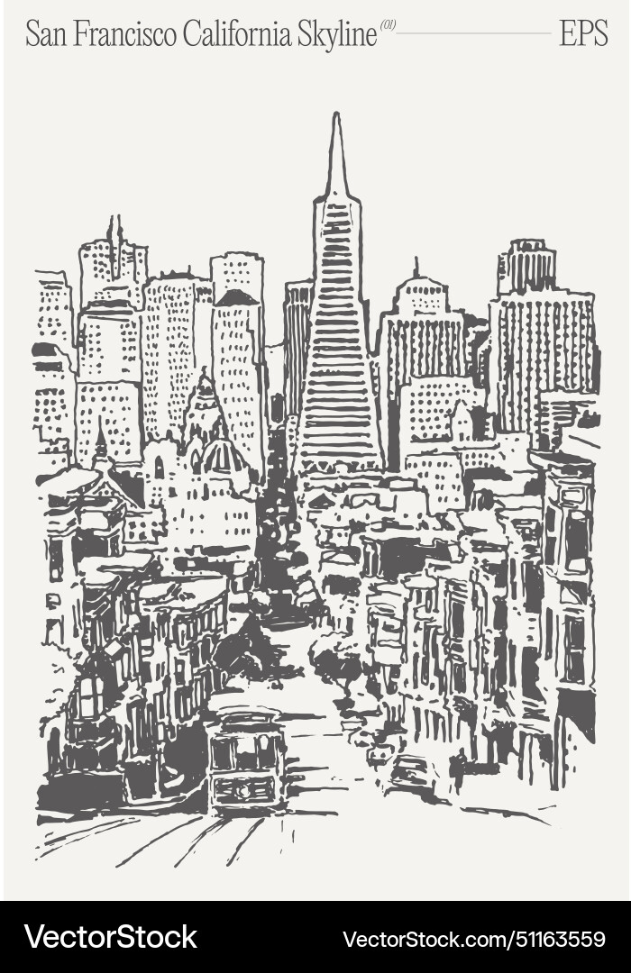 San francisco california skyline Royalty Free Vector Image