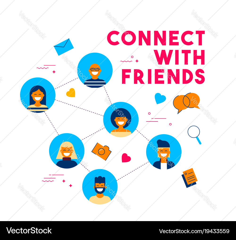 Social media network friend group concept design Vector Image