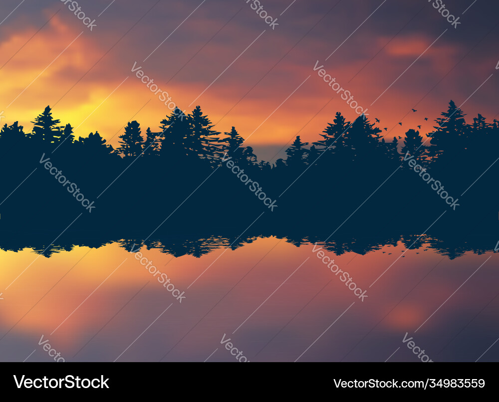 Sunset realistic nature background Royalty Free Vector Image
