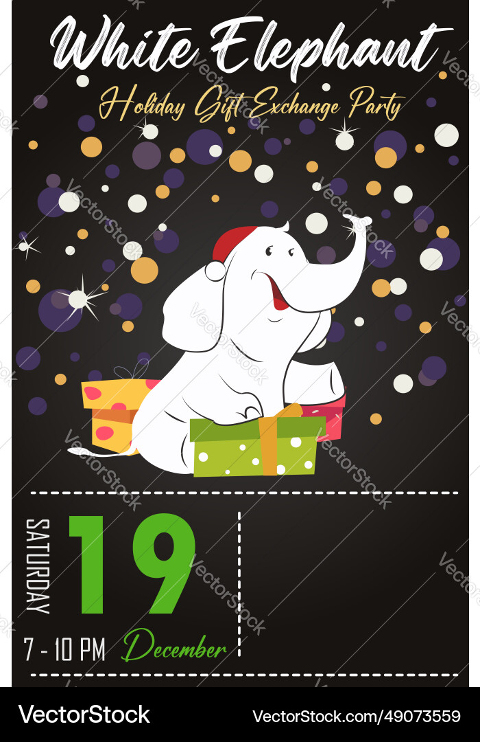 White elephant christmas gift exchange invitation Vector Image