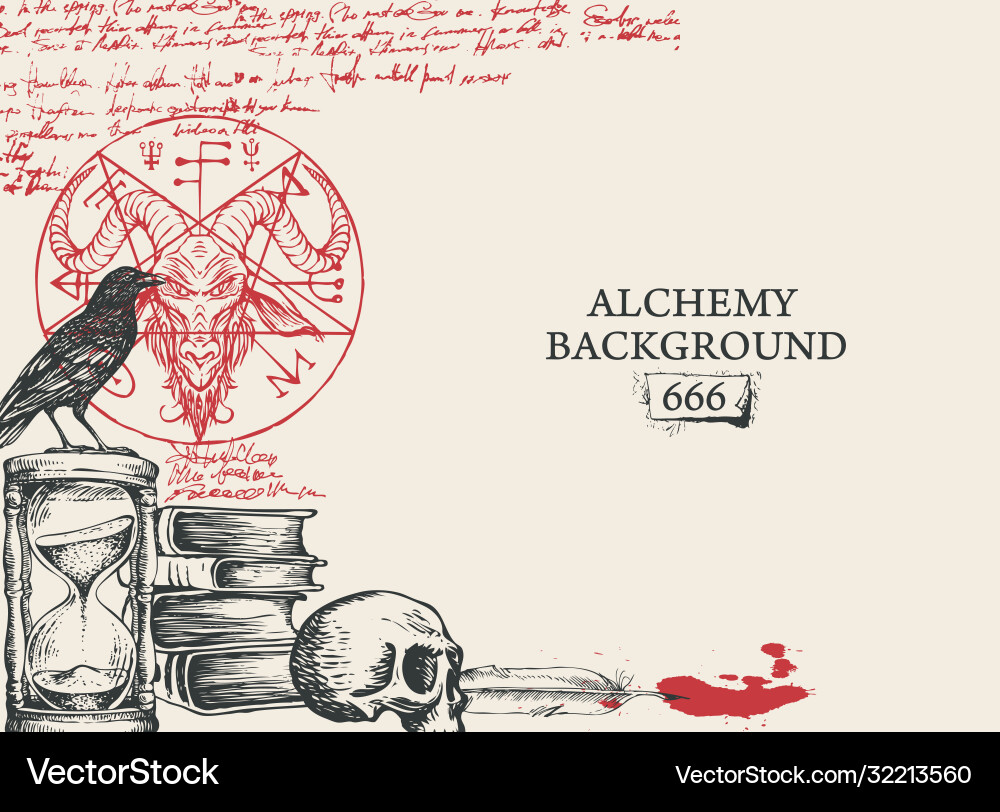 Alchemy background with vintage sketches and notes
