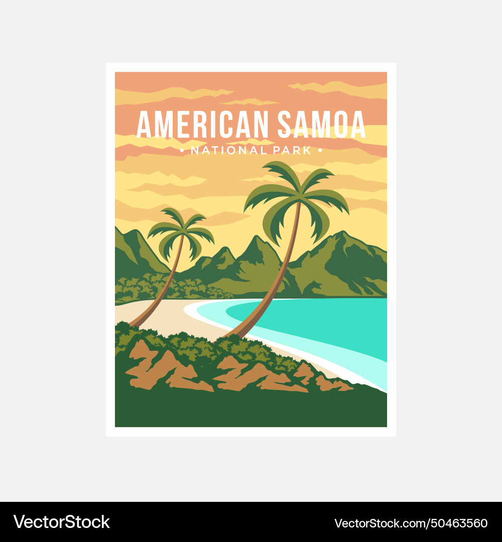 American samoa national park poster Royalty Free Vector