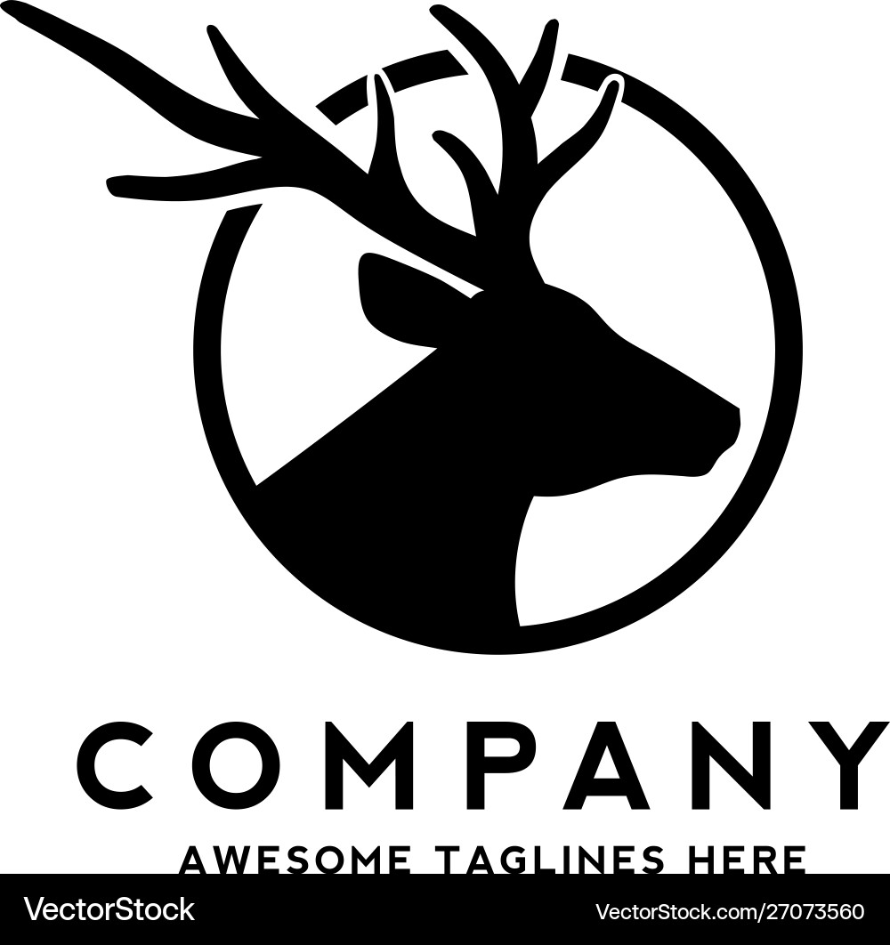 Elegant Deer Head Monogram Logo Royalty Free Vector Image