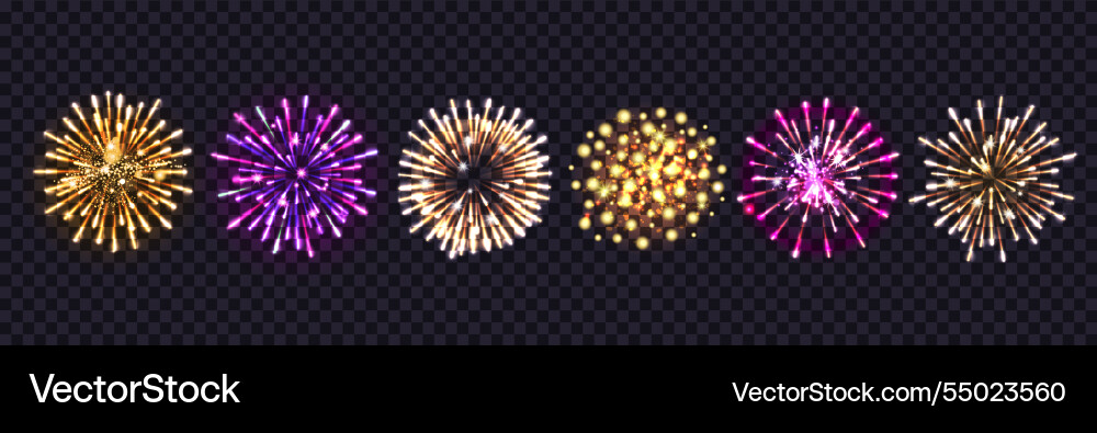 Fireworks fire cracker new year rocket in sky Vector Image