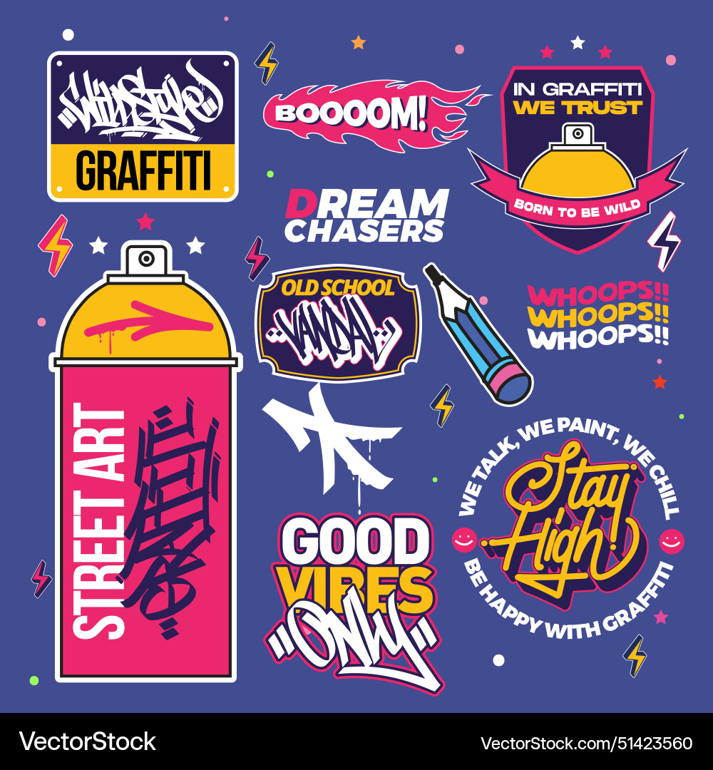 Graffiti stickers Royalty Free Vector Image - VectorStock
