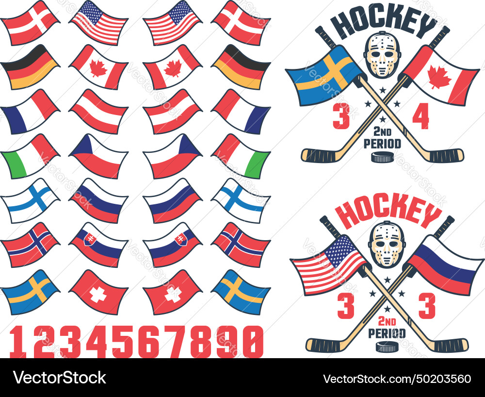 Hockey Scoreboard with Flags Royalty Free Vector Image