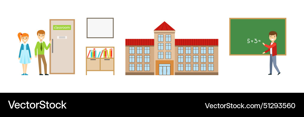 Kid pupils at school have lesson and class Vector Image