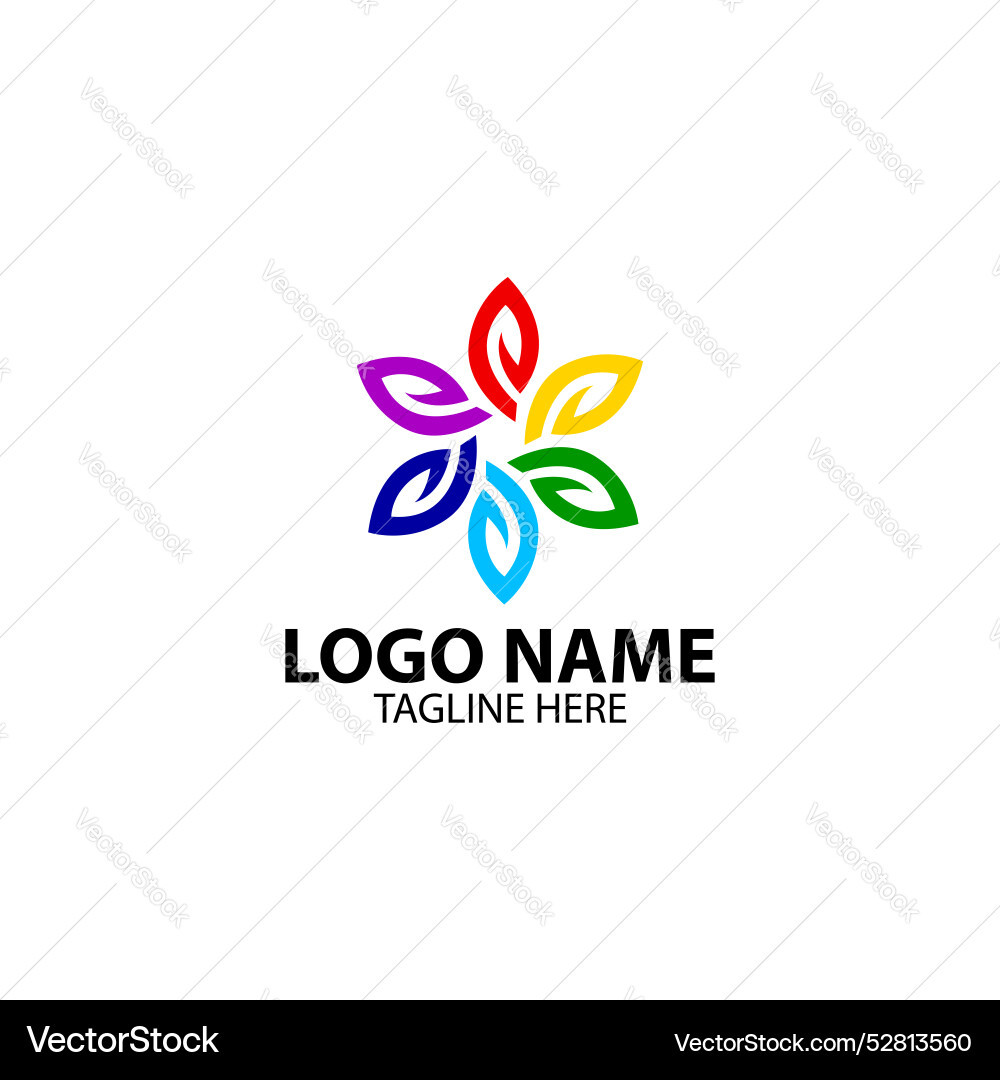 Sechs Blätter voller Farbe Logo Design Lizenzfreier Vektor