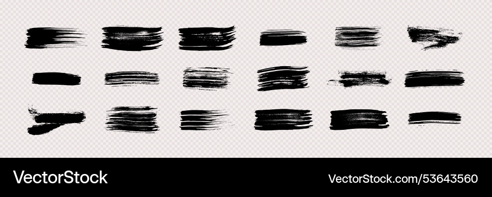 Set of black hand drawn brush strokes Royalty Free Vector
