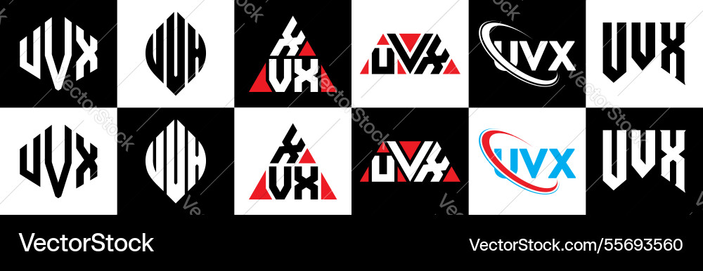 Uvx letter logo design in six style polygon Vector Image