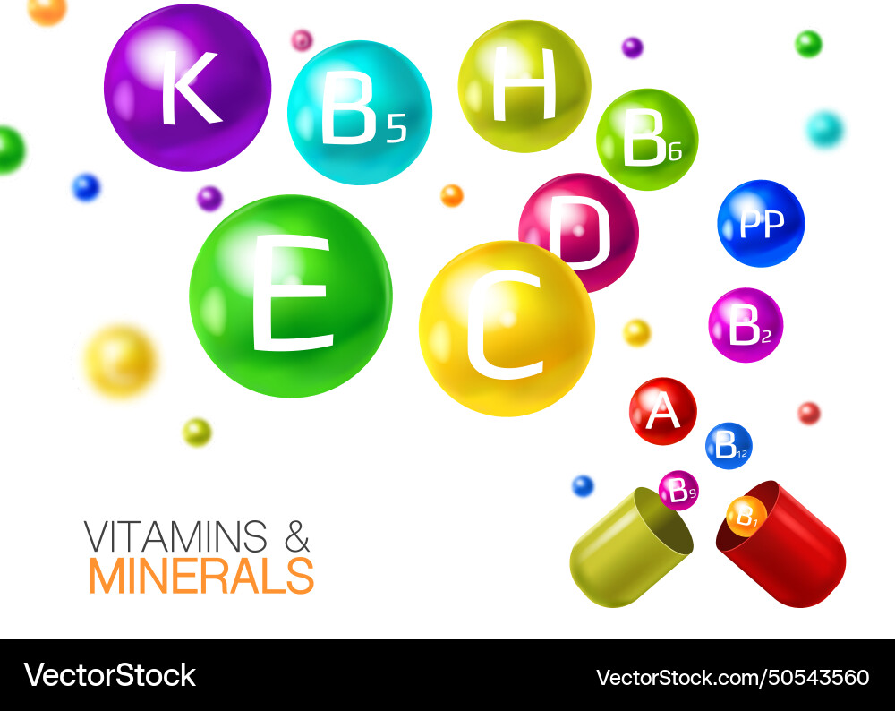 Vitamins realistic composition Royalty Free Vector Image