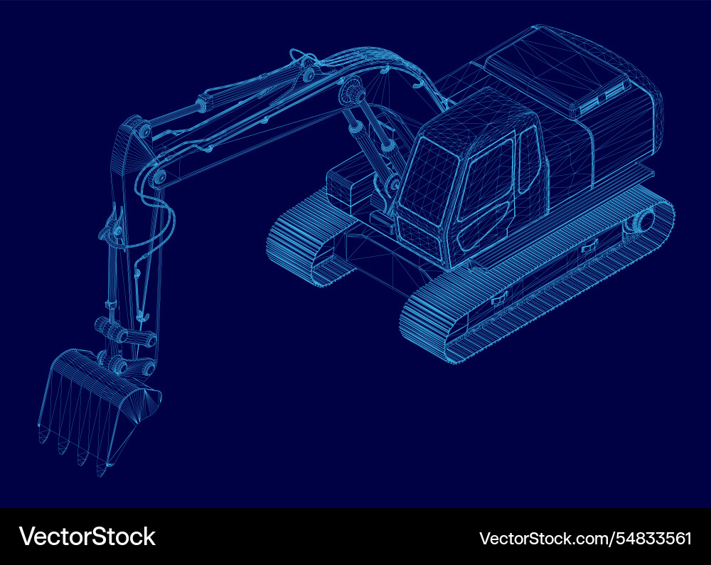 Blue drawing of a construction vehicle Royalty Free Vector