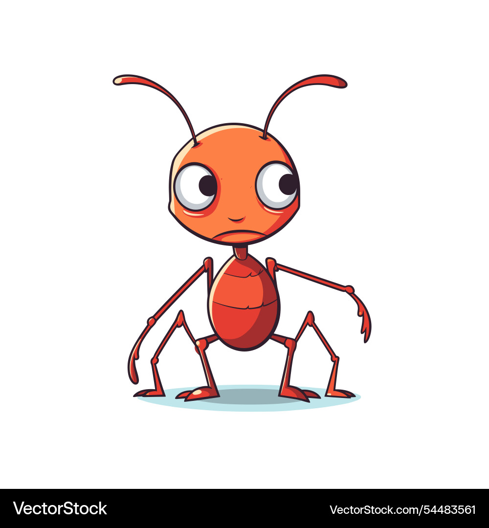 Cartoon red ant character with large eyes Vector Image