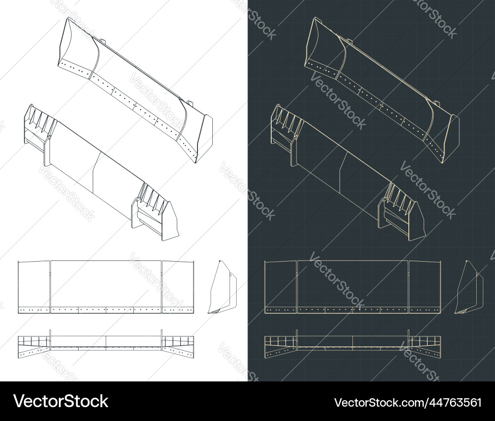 Dozer blade blueprints Royalty Free Vector Image