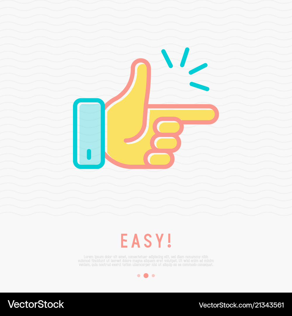Easy concept finger clicking thin line icon Vector Image