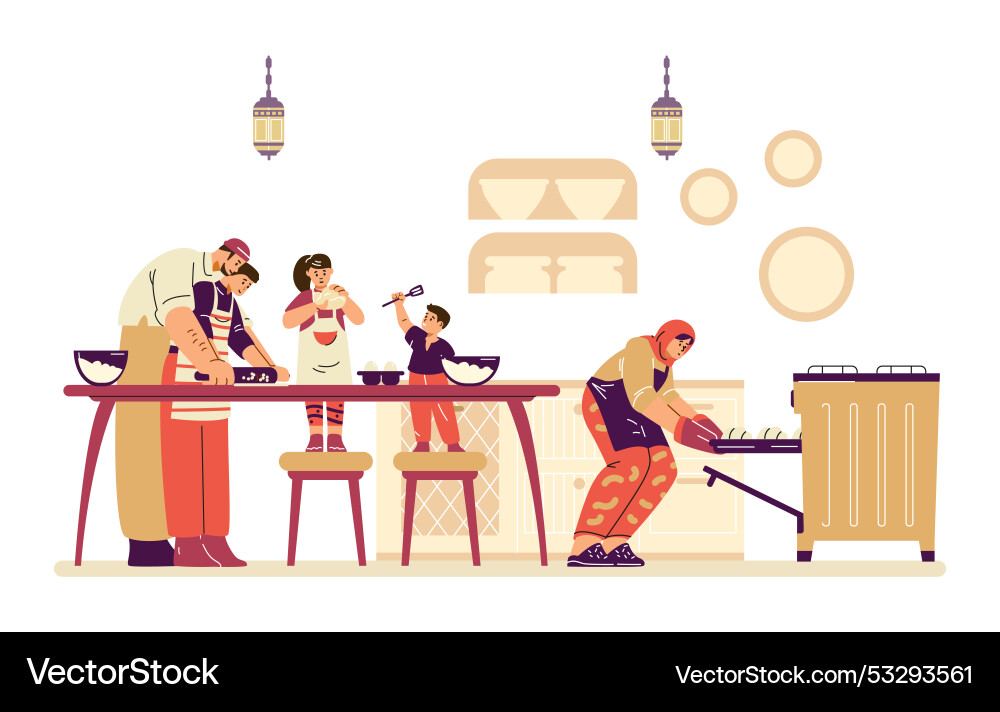 Family cooking together Royalty Free Vector Image