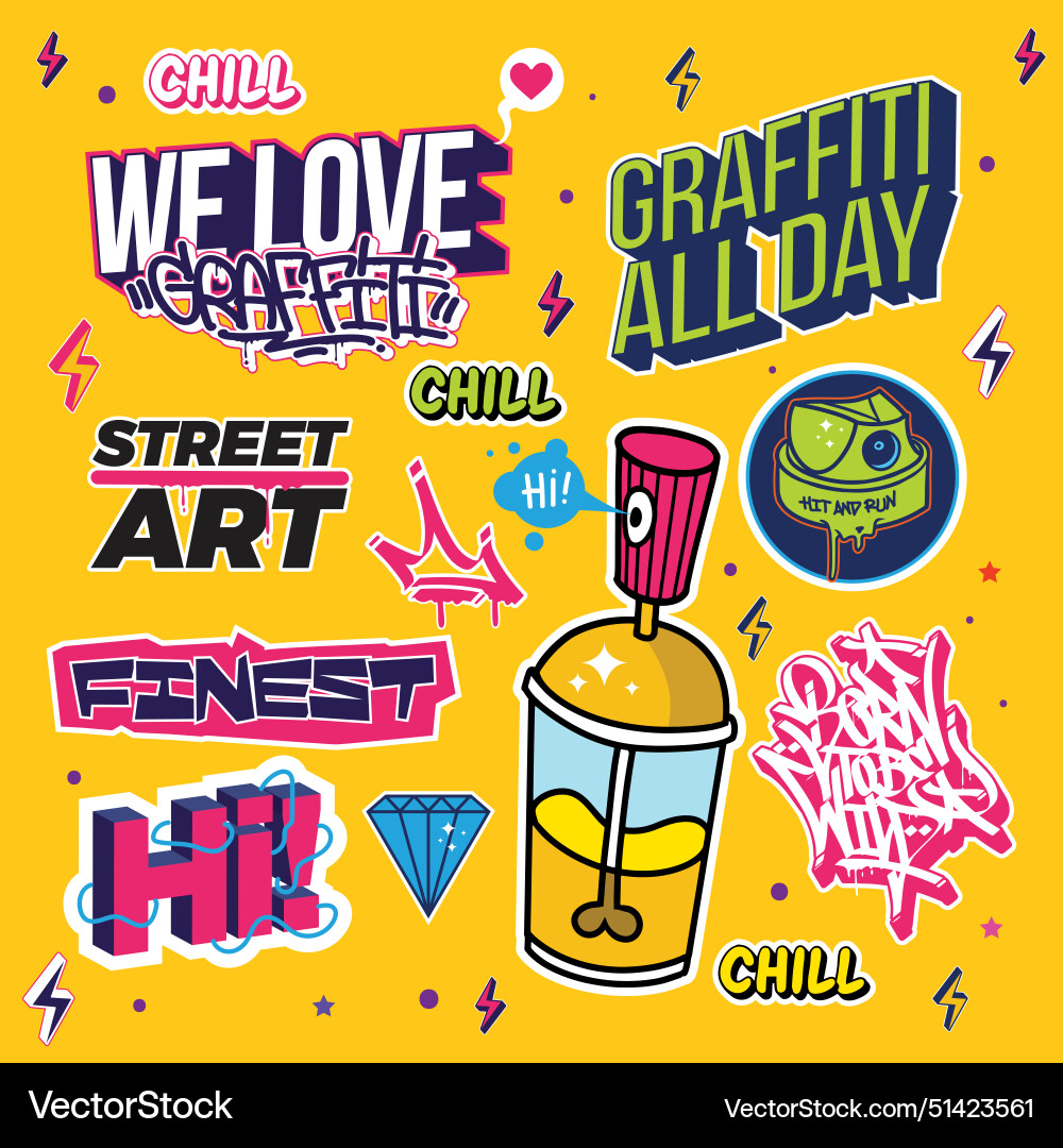 Graffiti stickers Royalty Free Vector Image - VectorStock