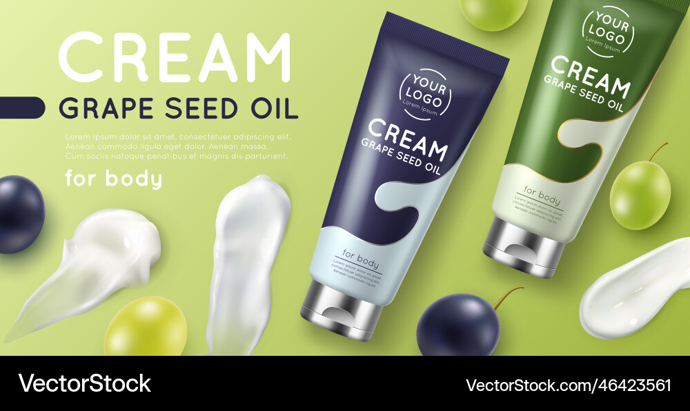 Grape seed cosmetics poster realistic beauty Vector Image