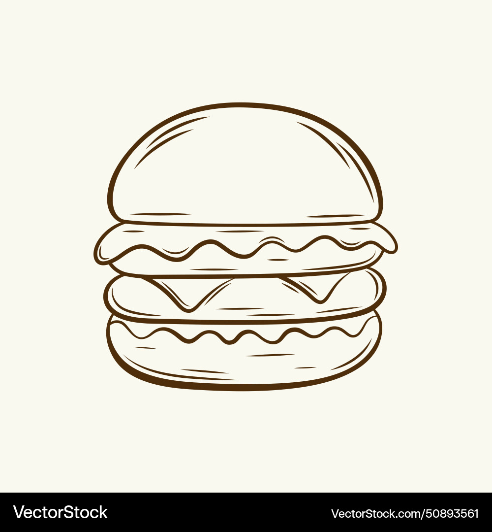 Hamburger outline icon on white background fast Vector Image