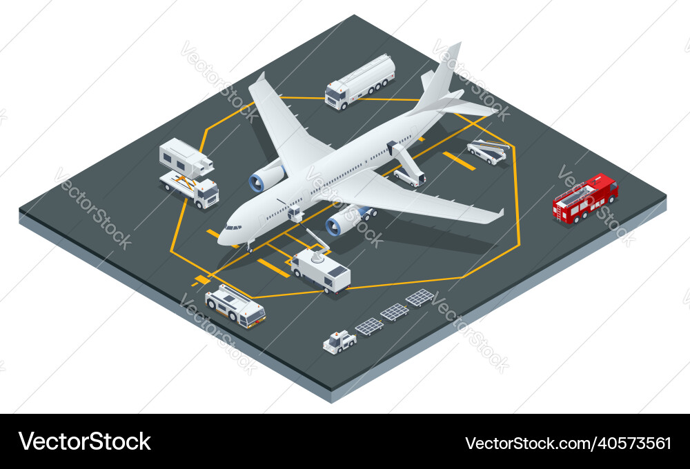 Isometric passenger aircraft on maintenance Vector Image