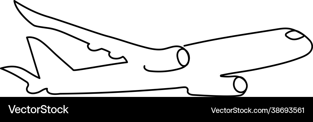 Jet continuous line drawing one art Royalty Free Vector