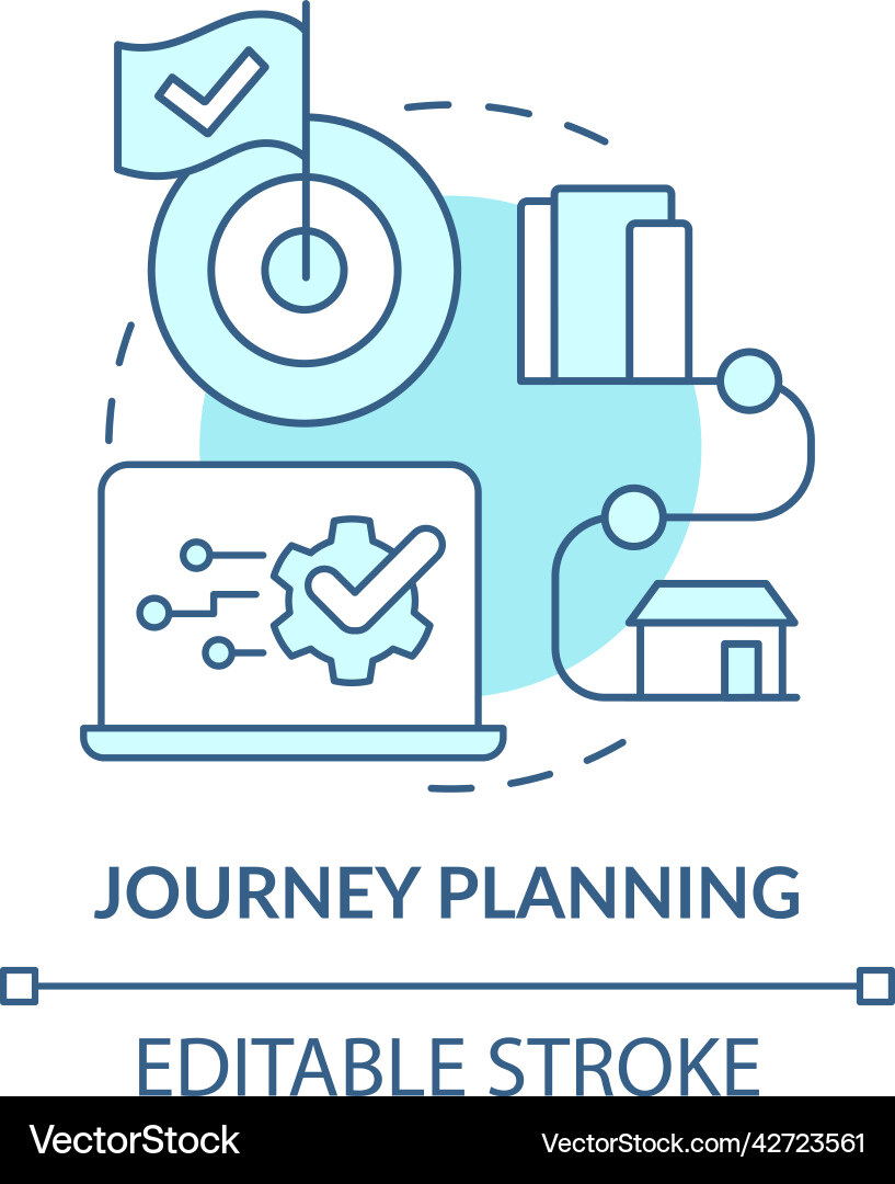 Journey Planning Icon - Route & Transit Vector Image