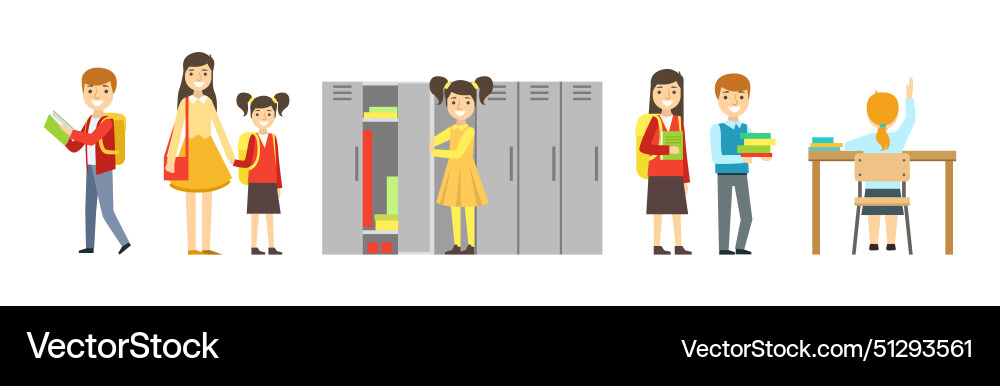 Kid pupils at school have lesson and class Vector Image