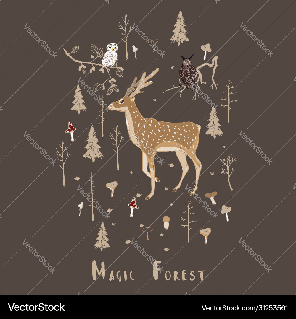 Magic forest Royalty Free Vector Image - VectorStock