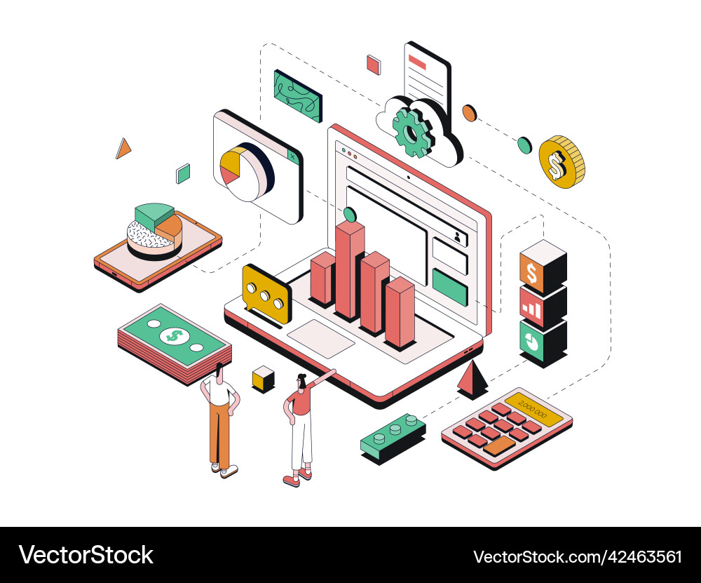 Modern isometric design - data analysis Royalty Free Vector