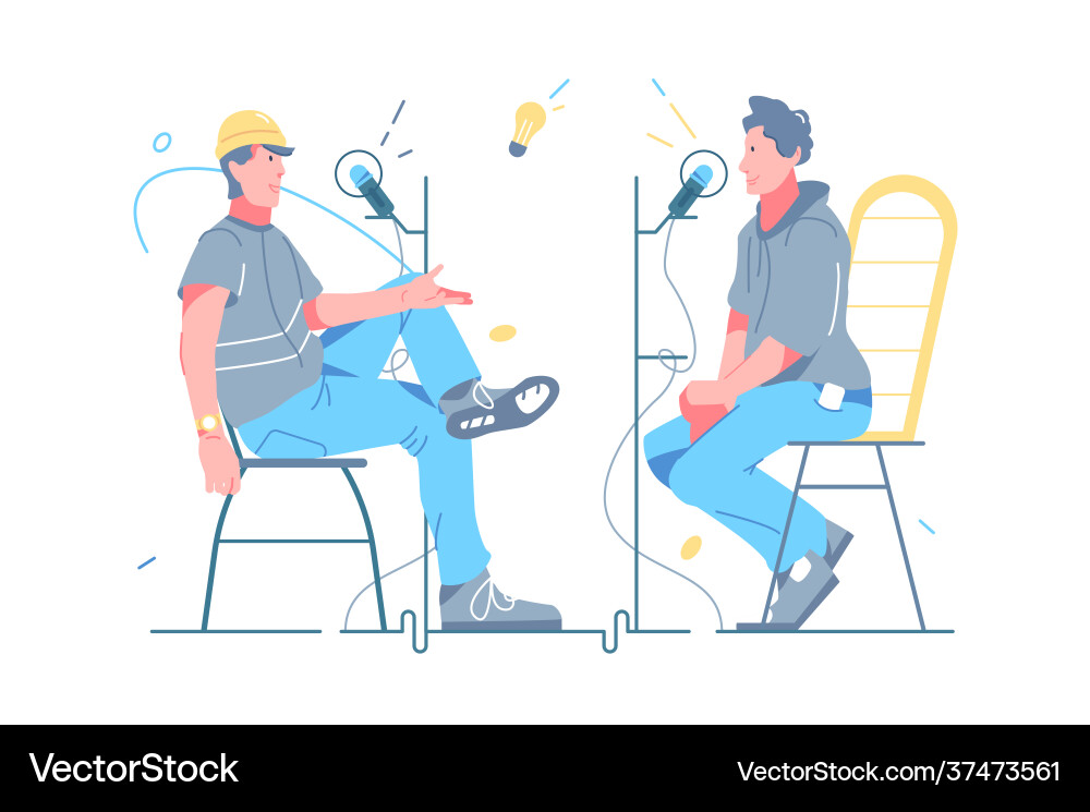 Person radio host interviewing guest Royalty Free Vector