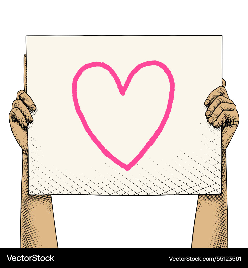 Person Raising Heart Sign Royalty Free Vector Image
