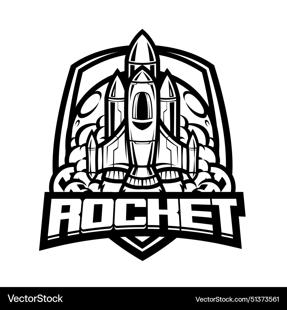 Rocket space mascot logo line art Royalty Free Vector Image