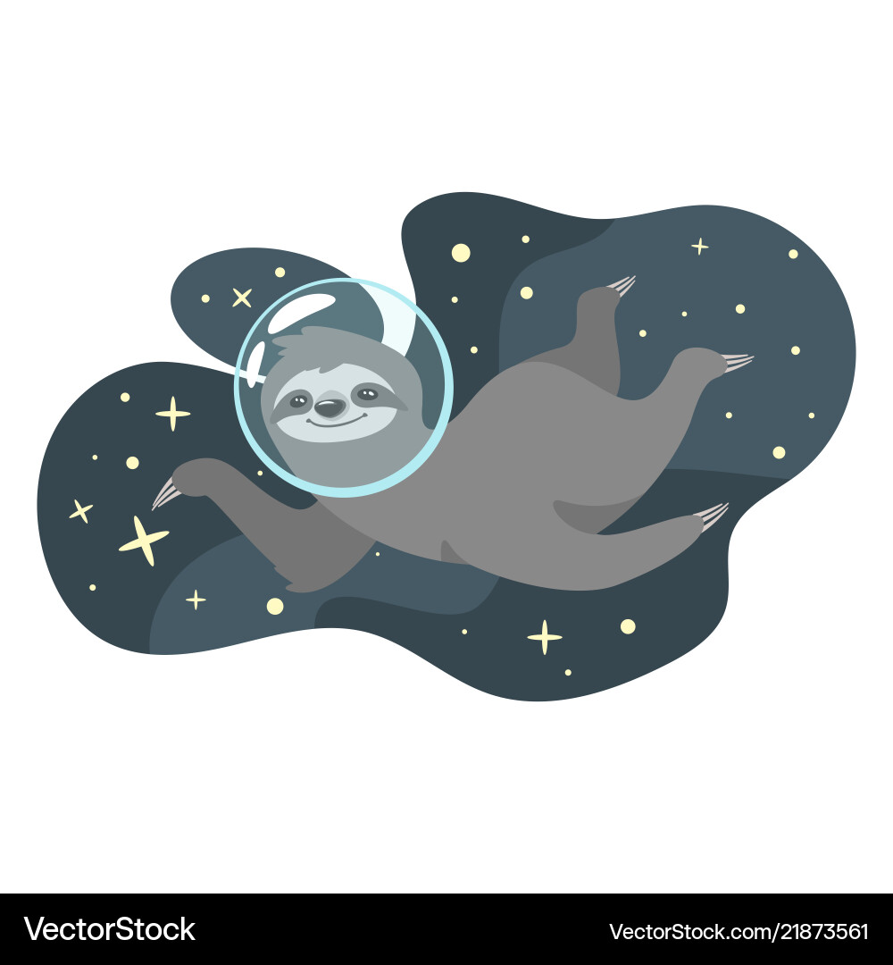 Sloth floating in cosmic space Royalty Free Vector Image