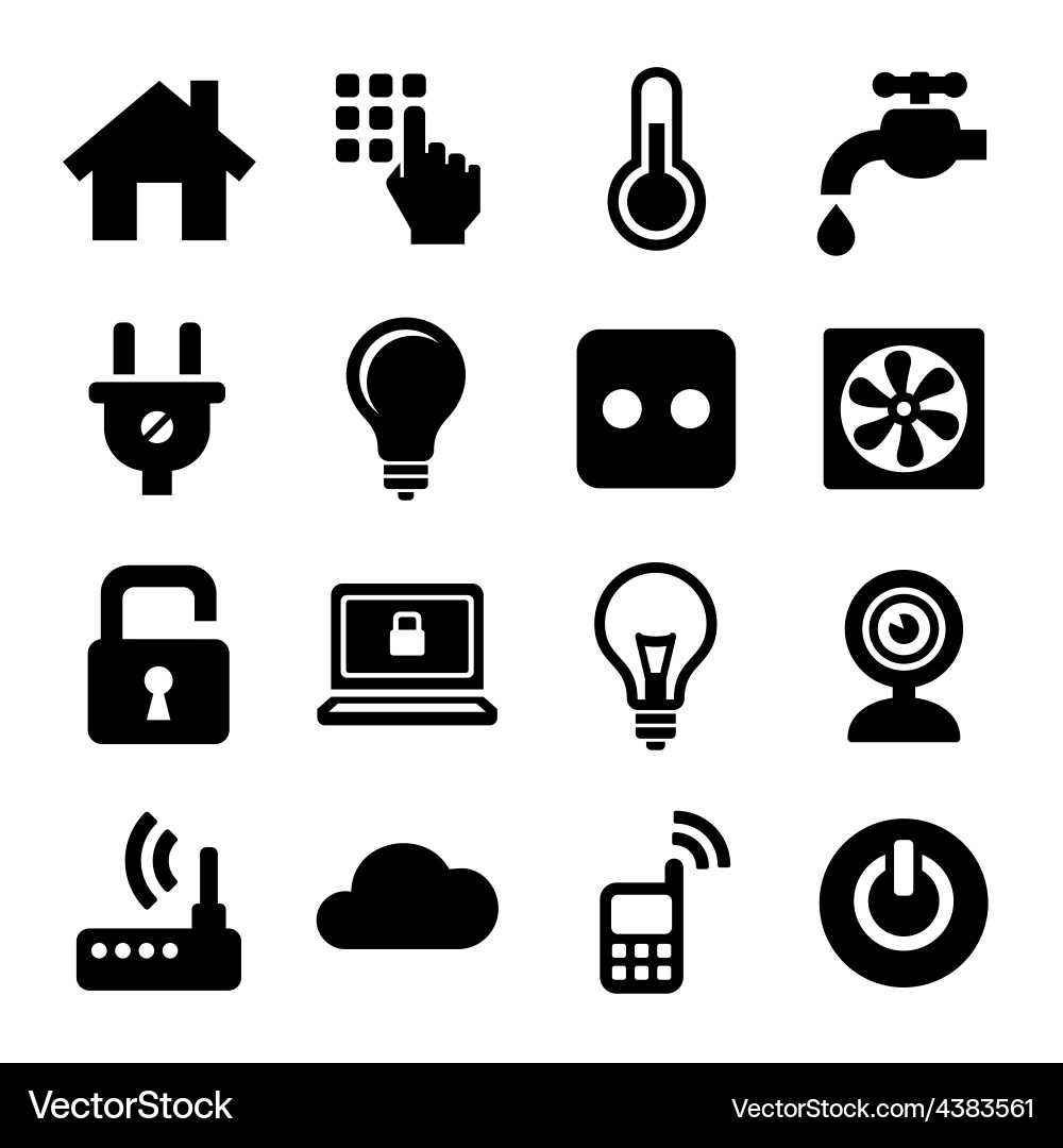 Smart home management icons set Royalty Free Vector Image