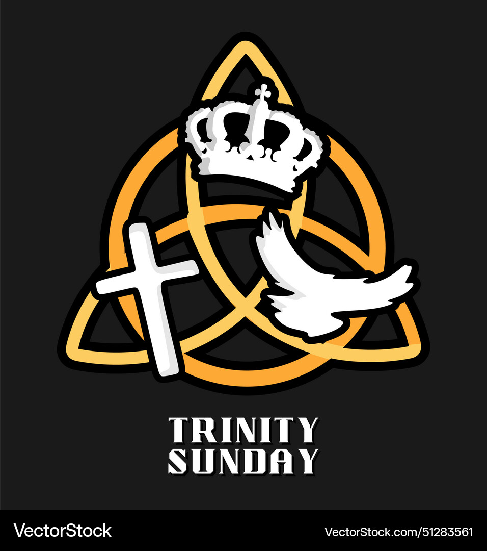 Trinity sunday with cross dove and crown Vector Image