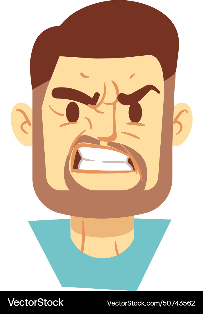Angry man face expression head Royalty Free Vector Image
