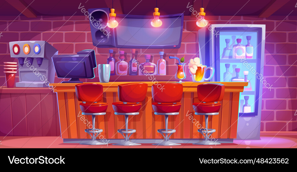 Bar counter interior - cartoon Royalty Free Vector Image