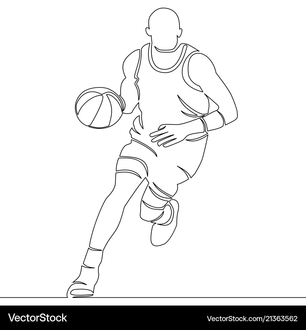 Continuous line drawing of basketball player Vector Image