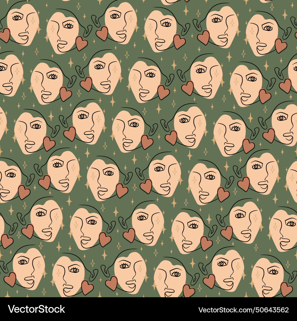 Continuous line drawing of woman face pattern Vector Image