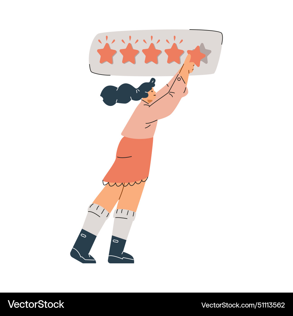 Customer holding five-star review Royalty Free Vector Image