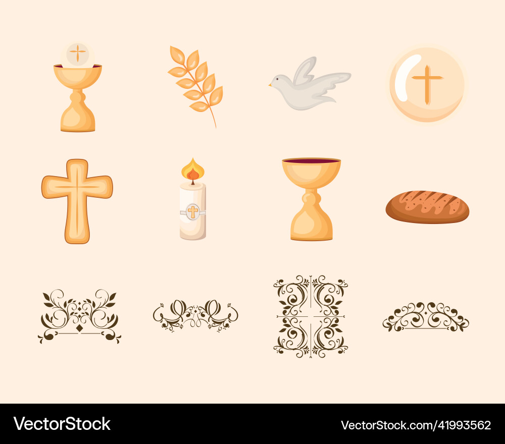 First Communion Icons - Celebration Set Royalty Free Vector