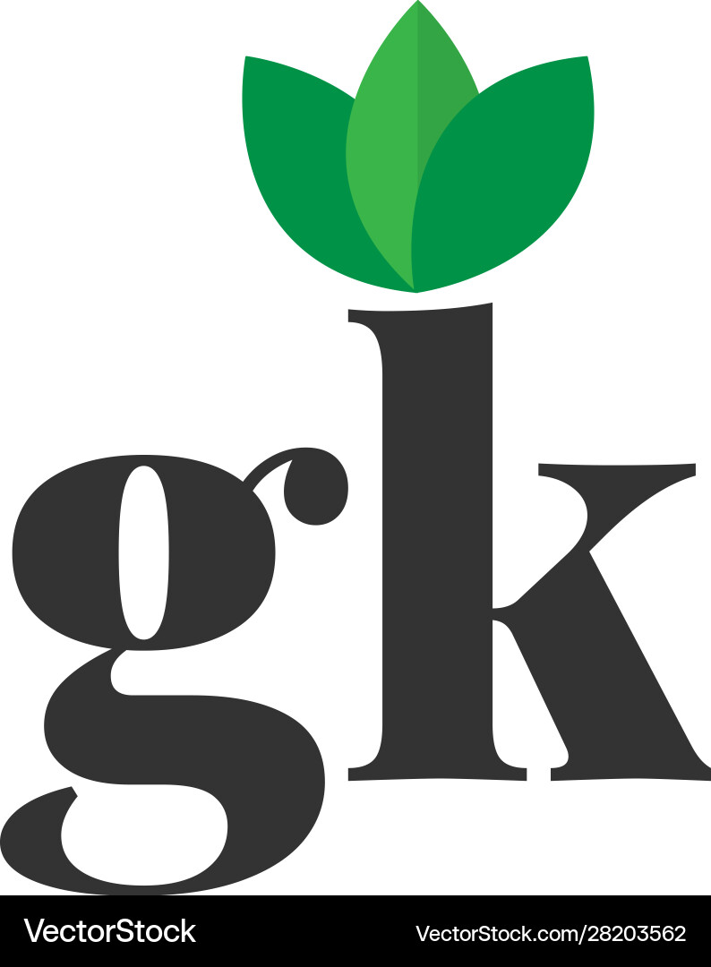 GK Initial Leaf Logo Template Royalty Free Vector Image