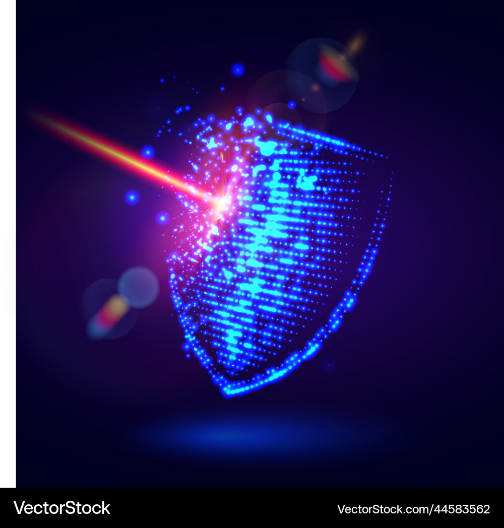 Laser strike digital shield damaged protective Vector Image