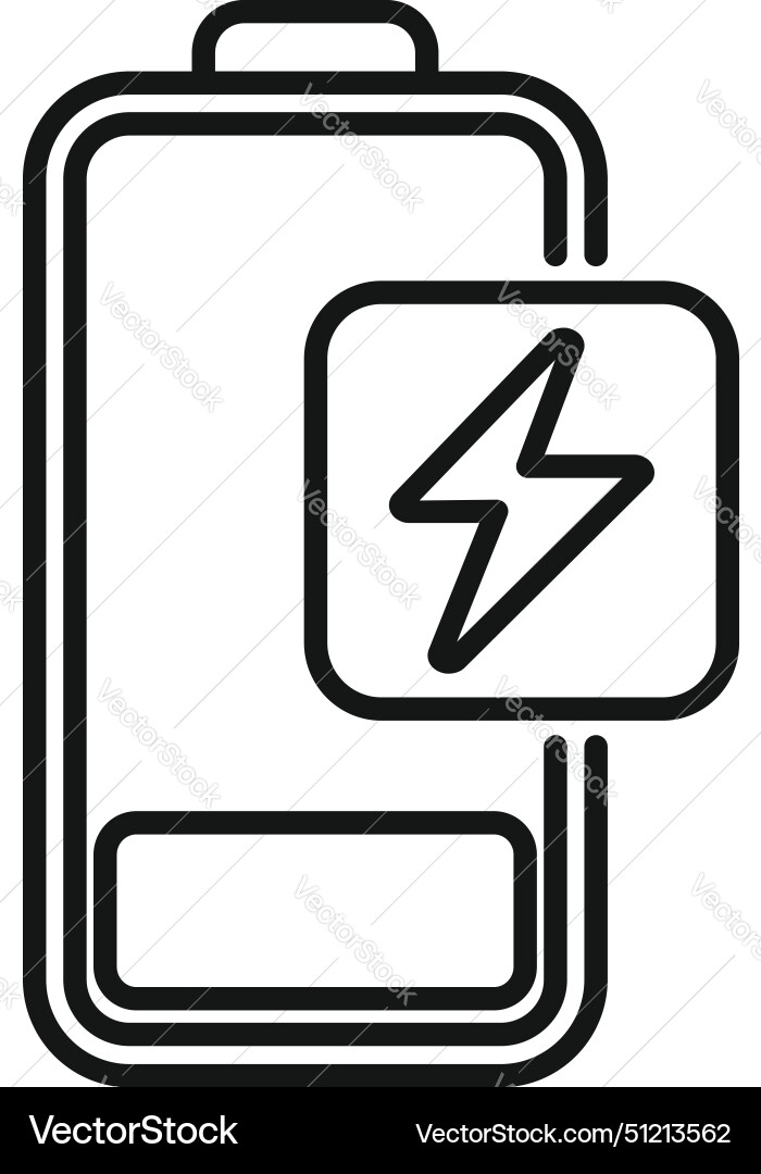 Low energy battery flow icon outline Royalty Free Vector